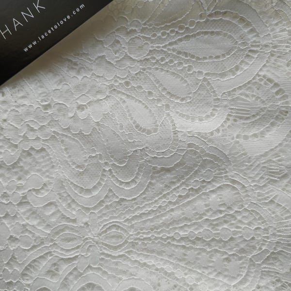 Pure White Lace Fabric, French Lace, Chantilly Lace, Wedding Lace ...