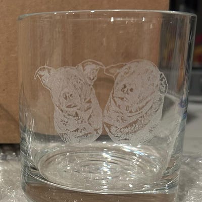 Custom Pet Memorial Photo Rock Glass Engraved Dog Picture Whiskey Glass ...