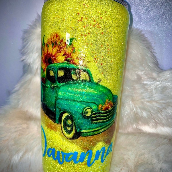 Vintage Truck With Sunflowers Png, Watercolor Sunflower Country Farm ...