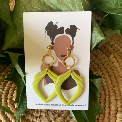 Small Ella Shell Inspired Embossed Drop Dangle With Hole Polymer Clay ...