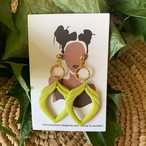 Small Ella - Shell Inspired Embossed Drop Dangle With Hole Polymer Clay ...