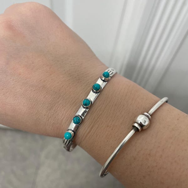 Turquoise Bangle, Handmade Bangle, Statement Bangle, Turquoise Jewelry ...