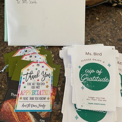 Thank You Gift Tags, Teacher Staff Employee Nurse Volunteer Staff ...