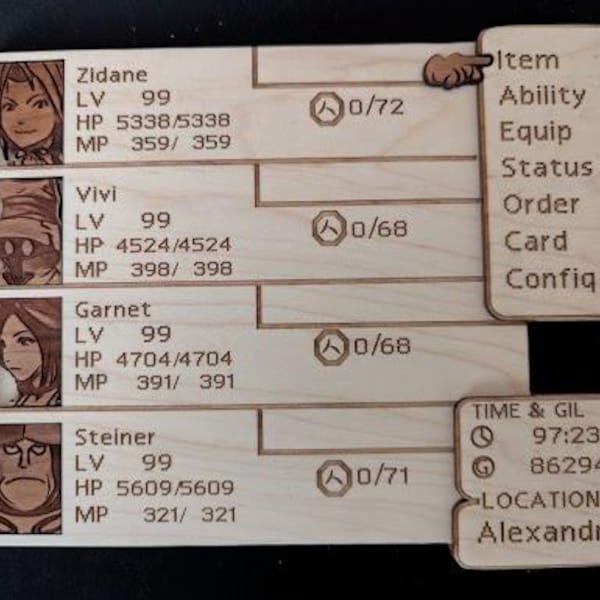 Custom Wooden Final Fantasy 9 Menu Screen With Characters You Can Pick ...