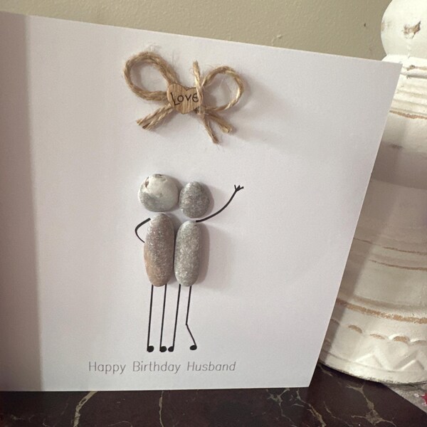 Personalised Happy Birthday Pebble Art Card - Etsy