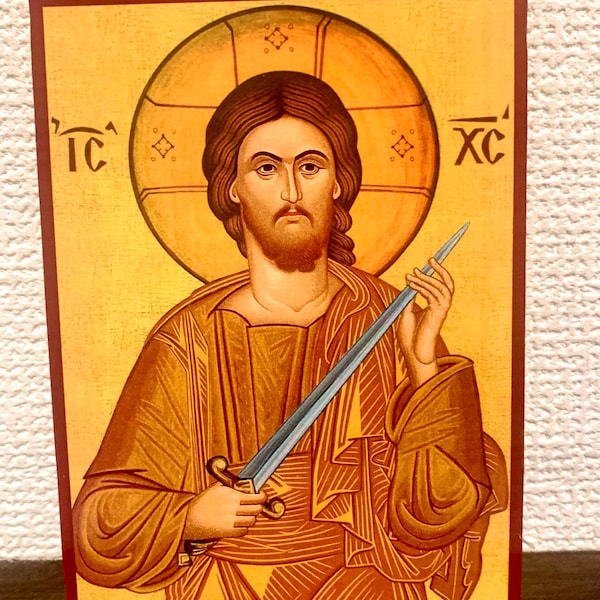 Jesus Christ Holding a Spiritual Sword "cutting" Sins, Wooden Handmade ...