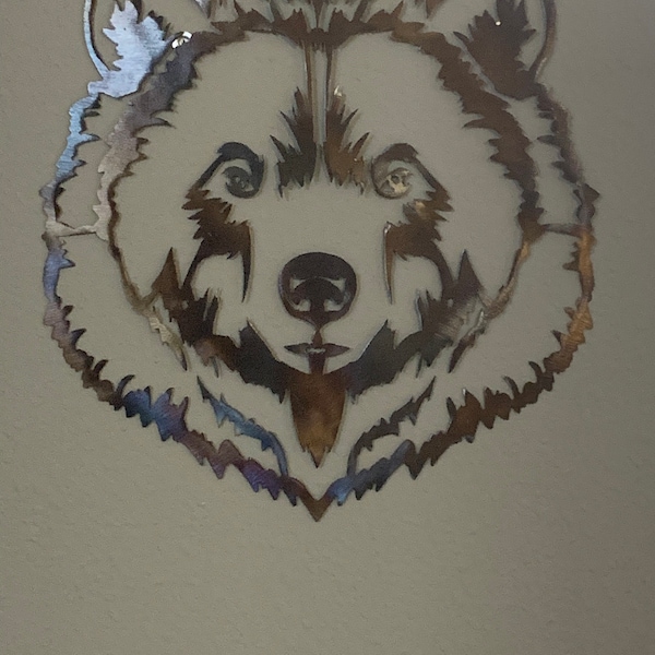 Metal Grizzly Bear Face Wall Art - Etsy