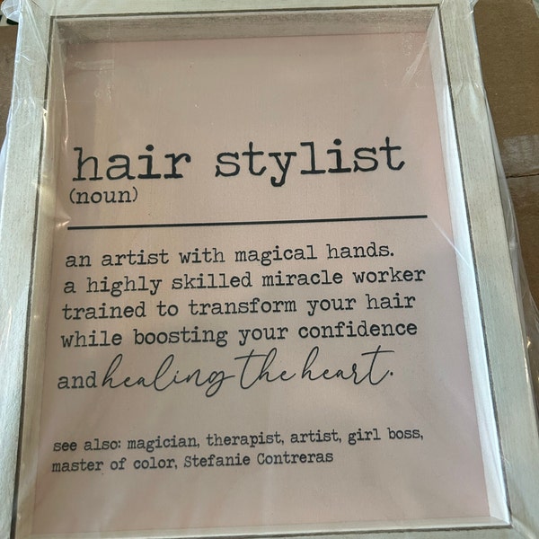 Hair Stylist Definition Sign, Personalized Gift, Hairstylist Gift ...
