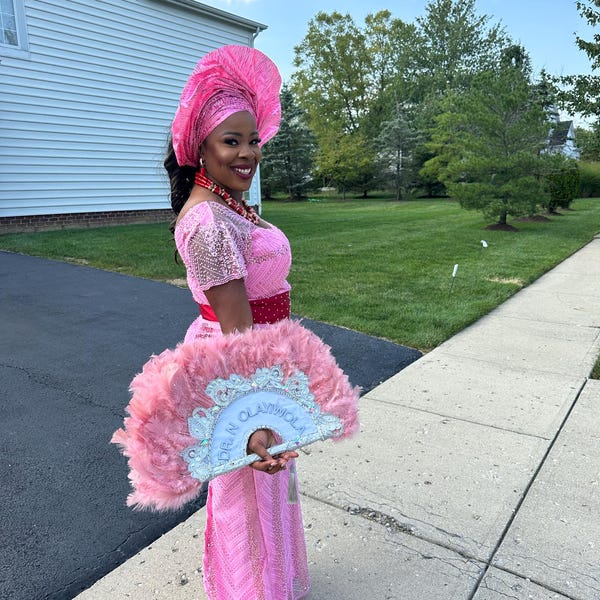 Feather Wedding Fan, Nigerian Wedding Attire, Customised Handfan ...