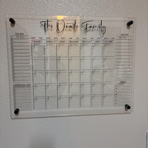 Acrylic Wall Calendar | Personalized Family Planner | Monthly Weekly ...