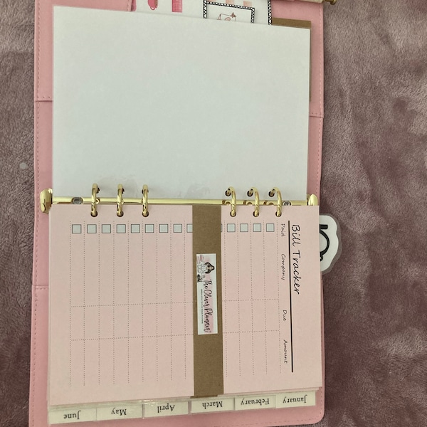 PRINTED Bill Tracker Planner Insert Refills Pink Blush for Your Pm Mm ...
