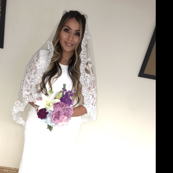 First Holy Communion Veil, Baptism Veil, Lace Veil for Church, Flower ...