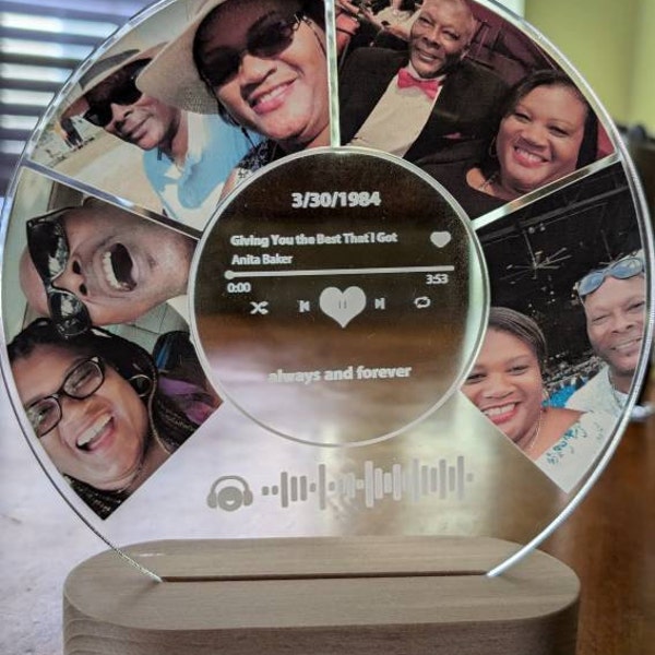 Personalized Photo Night Light Plaque, Custom Music Plaque With Photos ...