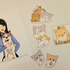Silly Pomsky Sticker Sheet Cute Chibi Kawaii Dog Stickers | Etsy
