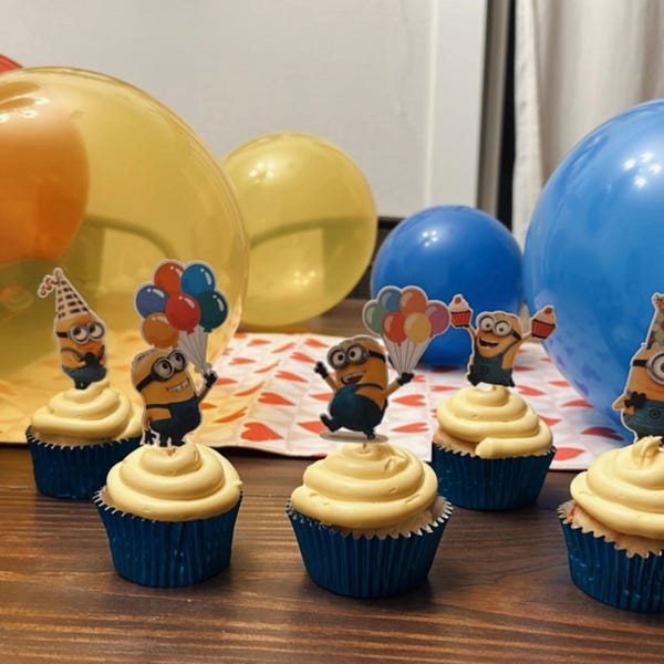 2D Minions Any Name/age Cake Topper | Theme Cake Topper | Customize ...