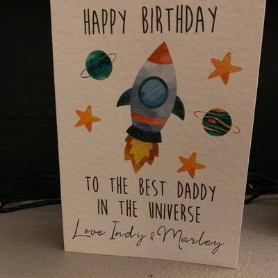 Personalised Happy Birthday Daddy Rocket Birthday Card Space - Etsy UK