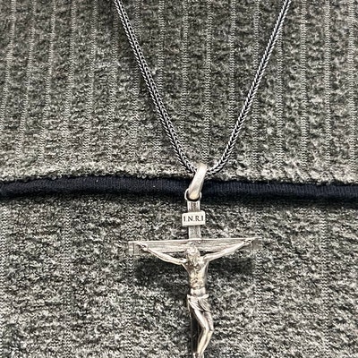 Personalized Silver Jesus Cross Necklace, Handmade Crucifixion of Jesus ...