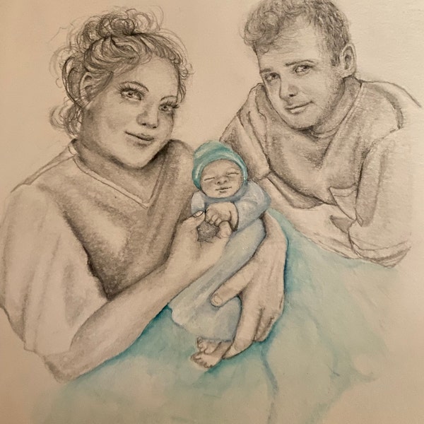 Personalized Stillborn Baby Gift, Custom Hand Drawn Portrait, Infant ...