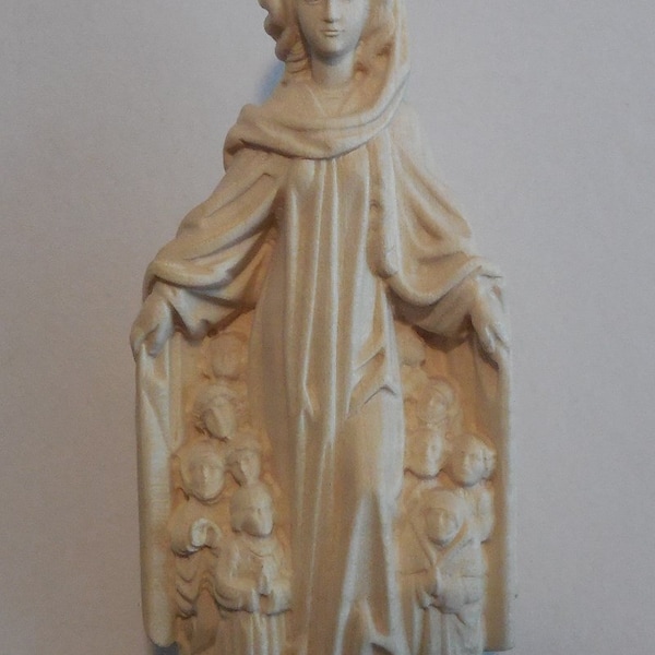 Virgin Mary With Protective Cloak Wooden Statue, Virgin Mary Statue ...
