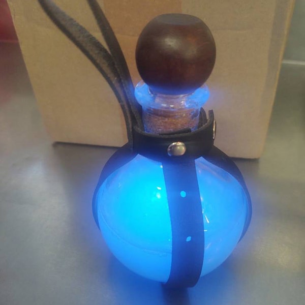Glowing Light Elixir in Medium Potion Bottle With Leather Holster, USB ...