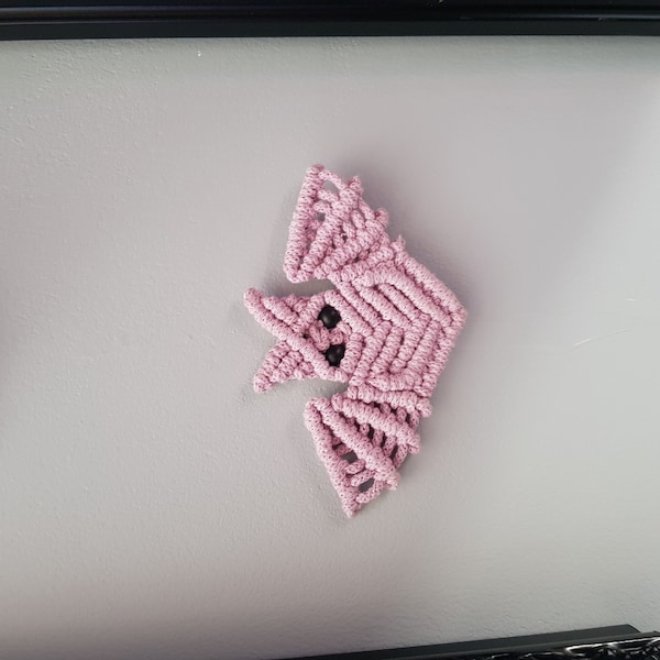 Small Pink and Black Macrame Bat Decor, Car Mirror Charm, Gothic Gift ...