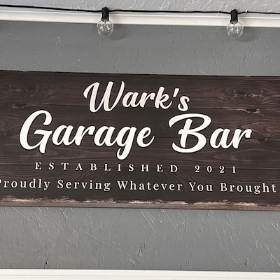 Garage Bar Sign Wooden Bar Garage Decor Wall Art Family Bar Sign Home ...