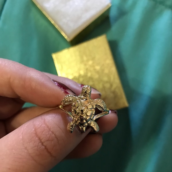 14k Solid Gold Sea Turtle Ring. Nautical Jewelry, Sea Life Jewelry. - Etsy