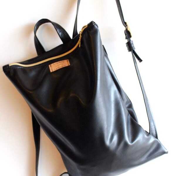 Black Pebble Grain {peta-approved} Vegan Leather Handbag Upholstery ...