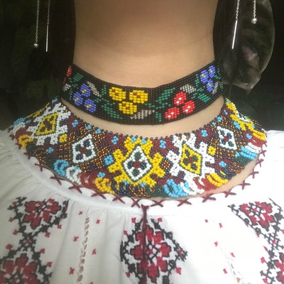 Traditional Ukrainian Lemko Seed Bead Necklace Krywulka. Red - Etsy