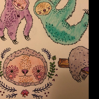 Hand Drawn Sloth Clip Art, Cute Sloth Clipart, Cute Sloth Digital Stamp ...