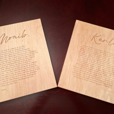 Wood Wedding Vows Set of TWO Custom Wall Hangings Modern Vows Art ...