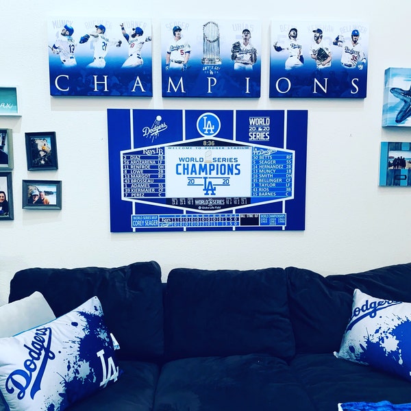 Los Angeles Dodgers World Series Champs Canvas Print - 3 Panel - Wall ...
