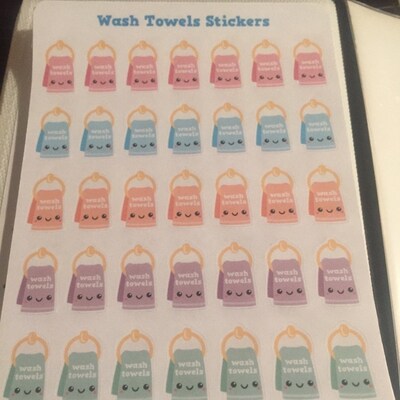 35 Cute Wash Towels/clean/chores Planner Stickers - Etsy