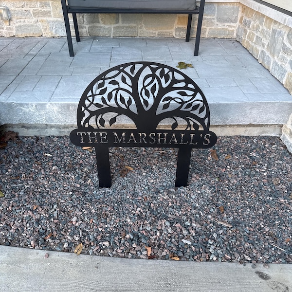 Custom Tree of Life Metal Garden Stake, Personalized Tree Name Sign ...