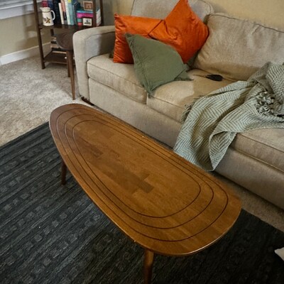 Wooden Oval Coffee Table Side Table, Rustic Mid Century Center Table ...