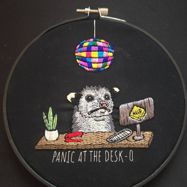 Panic at the Desk-o-possum - Disco Possum Hand Embroidery PDF Template ...
