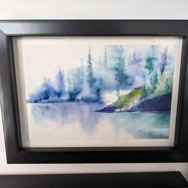 Nancy Nicole Night, Turquoise Watercolor Print, Relaxing Cerulean Blue ...