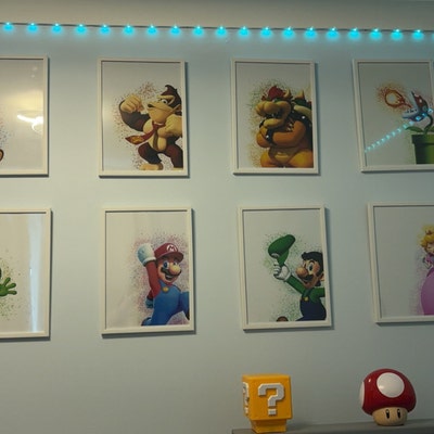 Video Game Characters Digital Wall Art, Color Splash Wall Decor, Gaming ...