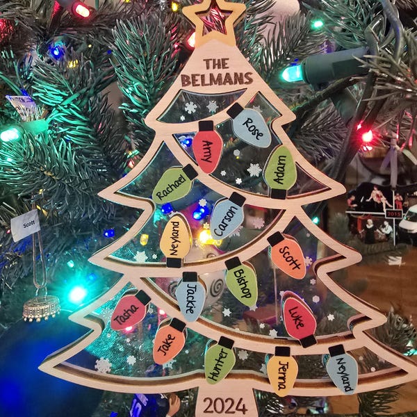 Family Christmas Ornament, Family Tree Ornament, Family Names Ornament ...