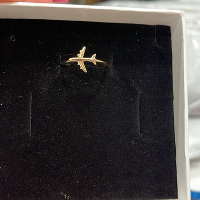 14K Solid Gold Airplane Ring, Aviation Gifts, Plane Gold Ring, Female ...