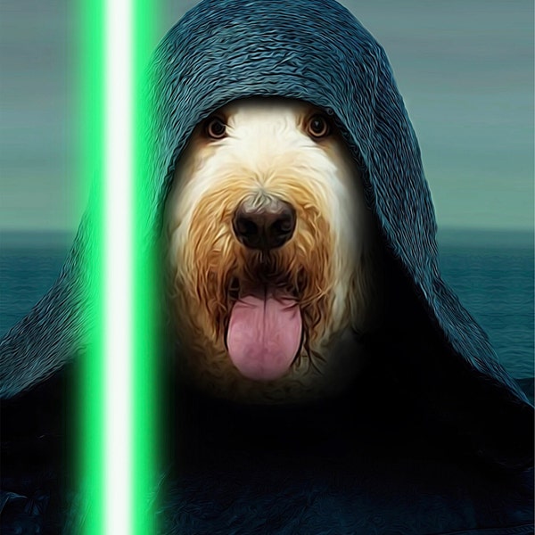 Custom Star Wars Pet Portrait, Luke Skywalker Dog Portrait, Star Wars ...