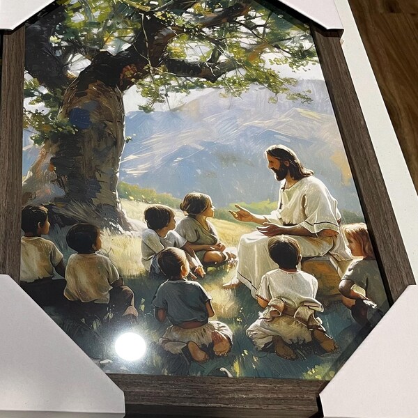 Jesus and Lamb Print, Jesus Running After Lost Lamb God Poster Print ...