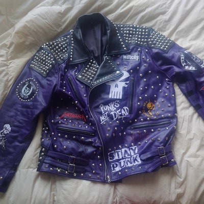 Men's Gothic Pyramid Black Studs Real Leather Punk Patches Handmade ...