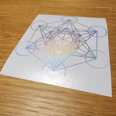 Metatron's Cube, Vinyl Sticker, Window Decal, Prismatic Rainbow Gold or ...