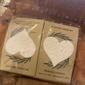 Flower Seed Paper Memorial Cards in Loving Memory Plantable Paper ...