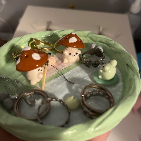 Mushroom Frog Clay Jewelry Dish Cottagecore Fairycore (hand Made) - Etsy
