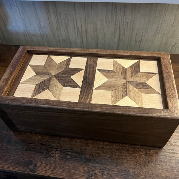 Barn Quilt Art. Handmade Parquet Wood Barn Quilt Panel. Framed 4 Point ...