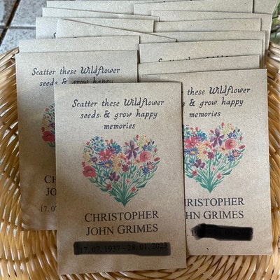 Funeral Seed Packets WILDFLOWER Seed Packets Remembrance Personalised ...