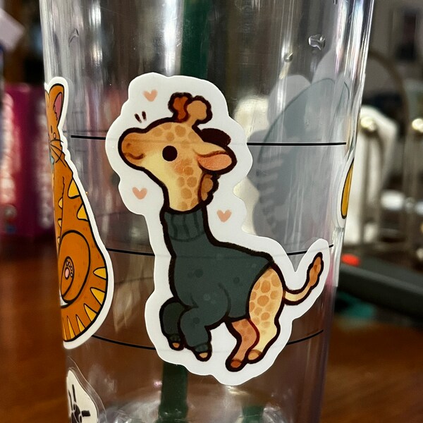 Turtleneck Giraffe Sticker / Cute Animal Sticker / Laptop Sticker ...