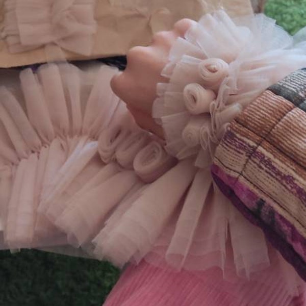 Vintage Pink Tulle Clown Ruffle Collar in Layers, Unique Costume Neck ...